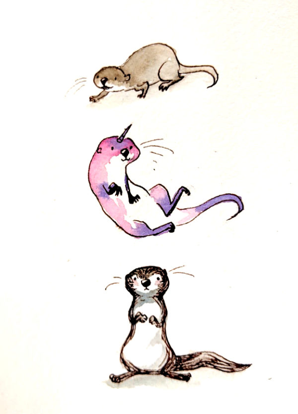 Dessin de Loutres Aquarelle - Étapes - Illustration + Céramique - Kness