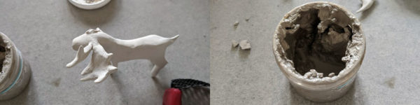 Repairing bone dry clay with slip - Kness