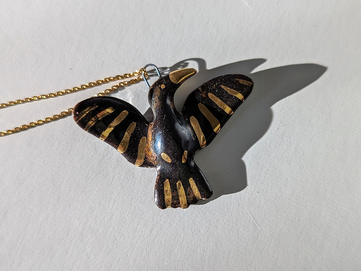 Porcelain Pendant - Crow Wings Out - Kness