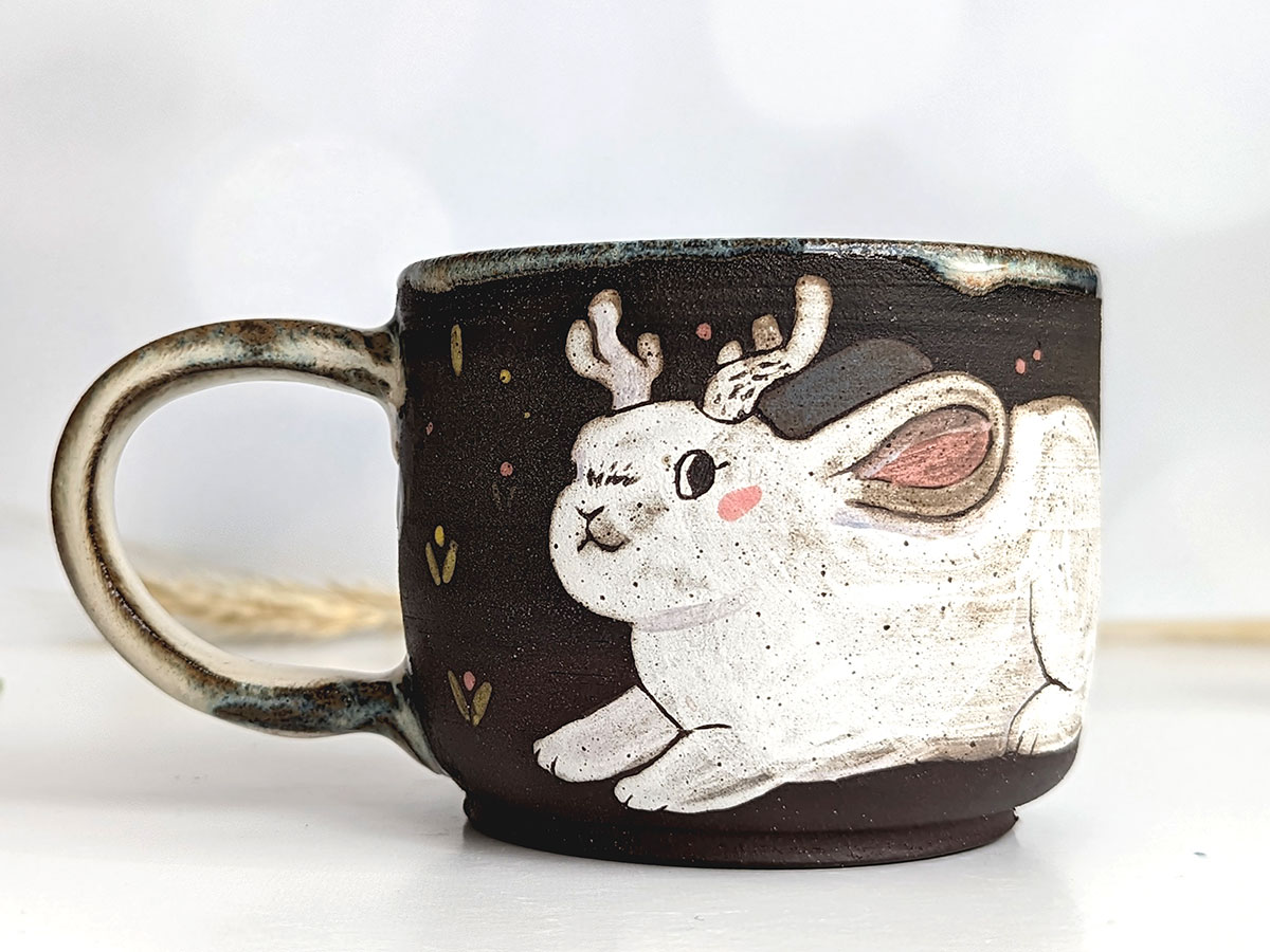 Mug - Black Stoneware : Jackalope - Kness